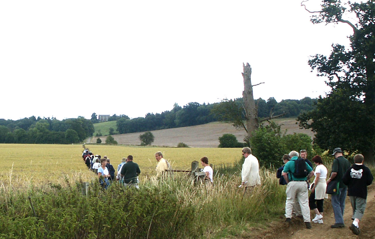 Members and guests of the Battlefields Trust on a guided walk over the ...