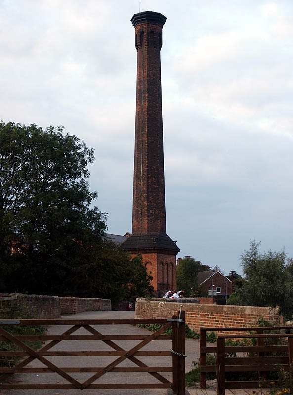 Powick bridge with the chimney of the later 19th century works on the ...